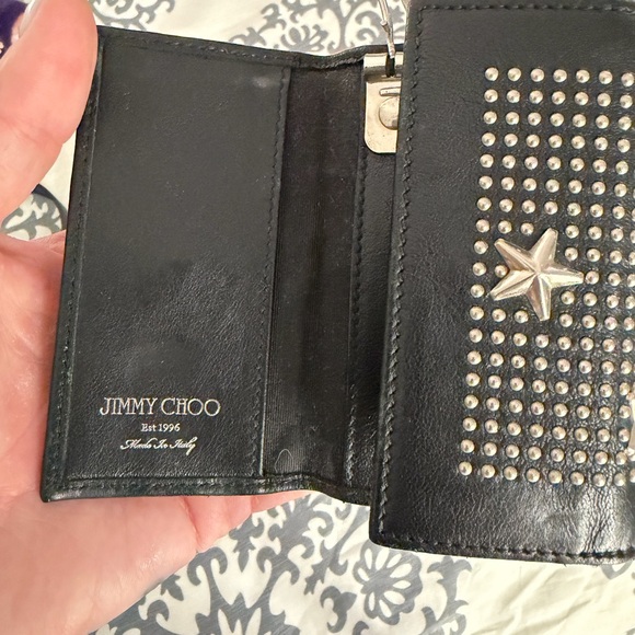 Jimmy Choo | Accessories | Jimmy Choo Black Leather Star Studded Key ...